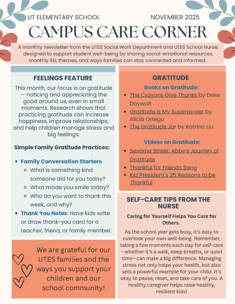 Campus Care Corner – November - UT Elementary